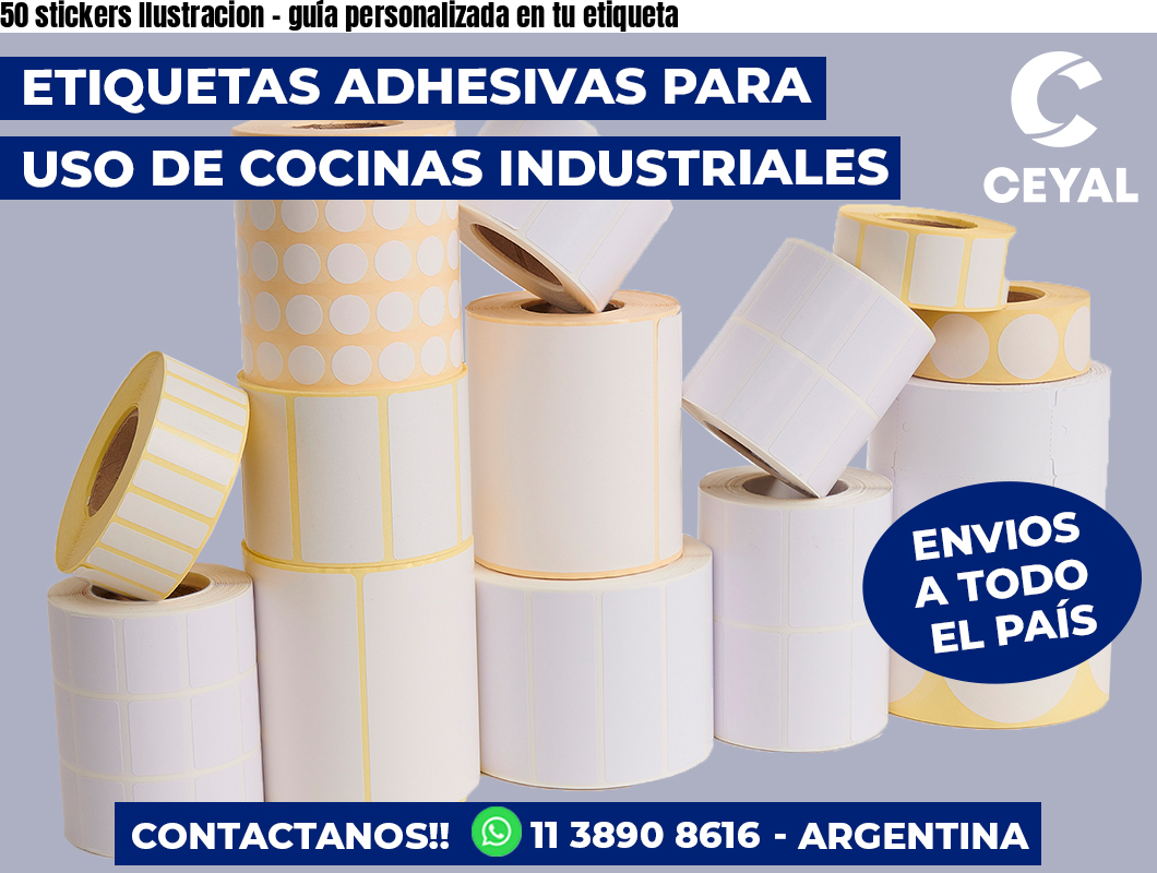 50 stickers Ilustracion – guía personalizada en tu etiqueta - Venta de ...